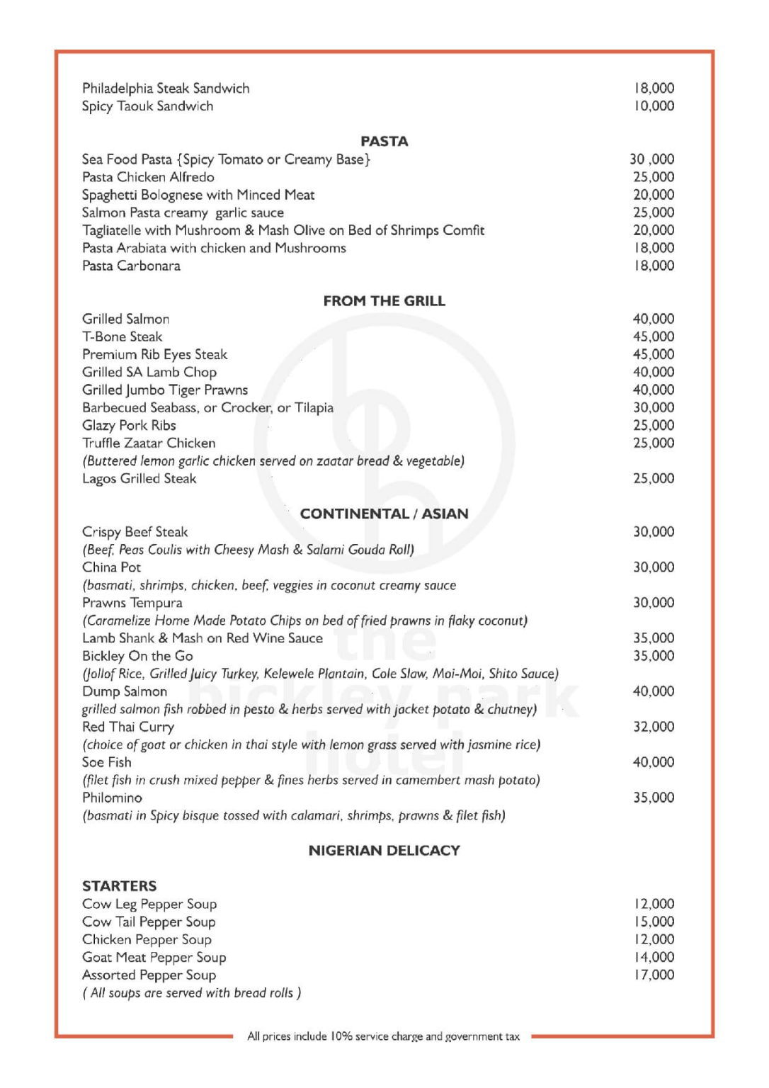 Food - The Bickley Park Hotel